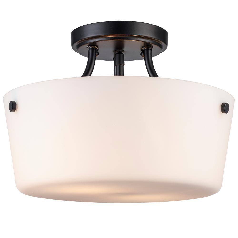 Bel Air Lighting Mod Pod 13 in. 2-Light Black Semi-Flush Mount Ceiling ...