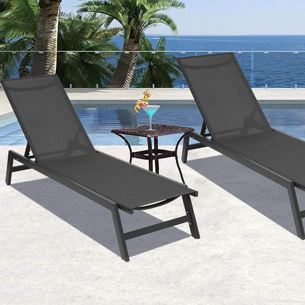 Satico 2-Pieces Aluminum Frame Outdoor Chaise Lounge Chair Patio Lawn ...