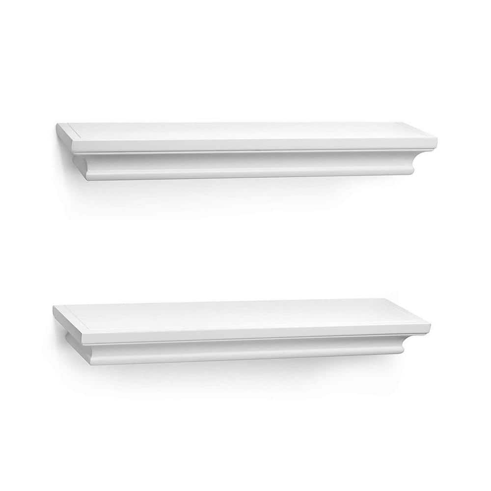 1.8 in. x 16 in. x 4 in. White Floating Shelves Wall Shelves, Crown ...