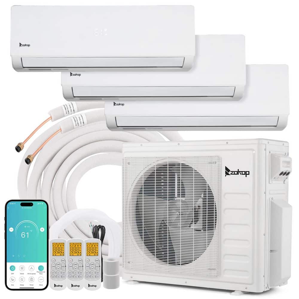 Karl home 20-SEER2, 28000 BTU, 2.25-Ton, 3-Zone, WI-FI Ductless Mini ...