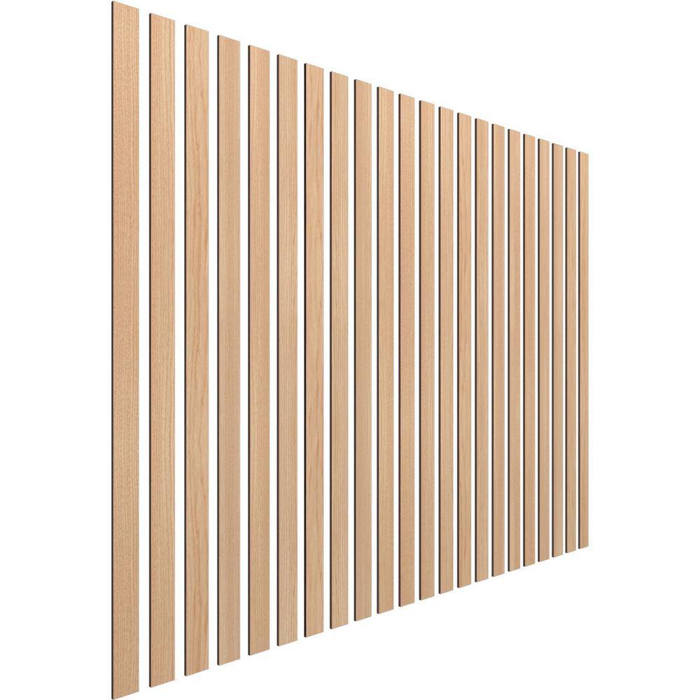Ekena Millwork 48-in H x-1/4-in T Adjustable Wood Slat Wall Panel Kit w ...