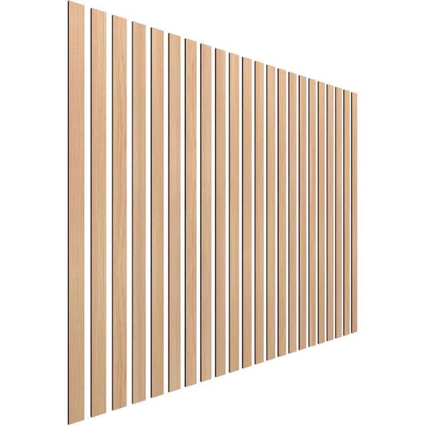 Ekena Millwork 48-in H x-1/4-in T Adjustable Wood Slat Wall Panel Kit w ...