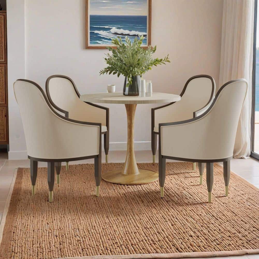 Leisuremod Bristol 27 in. Round Dining Table with Sintered Stone Top ...
