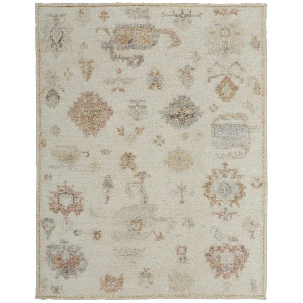HomeRoots 9 ft. x 13 ft. Ivory, Tan, Gray Floral Area Rug 2000567192 ...