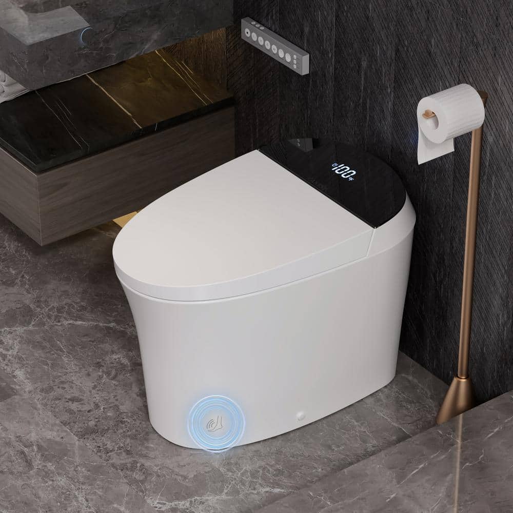 Casta Diva Elongated Electric Smart Bidet Toilet 1.08/1.45 GPF in White ...