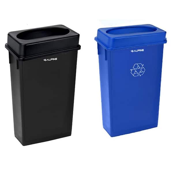 Alpine Industries 46 gal. Plastic Indoor Commercial Black Slim Trash ...