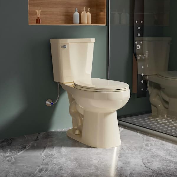 Vomlor Space Saving 17 in. Round Chair Height Toilet Bone 1.28 GPF ...