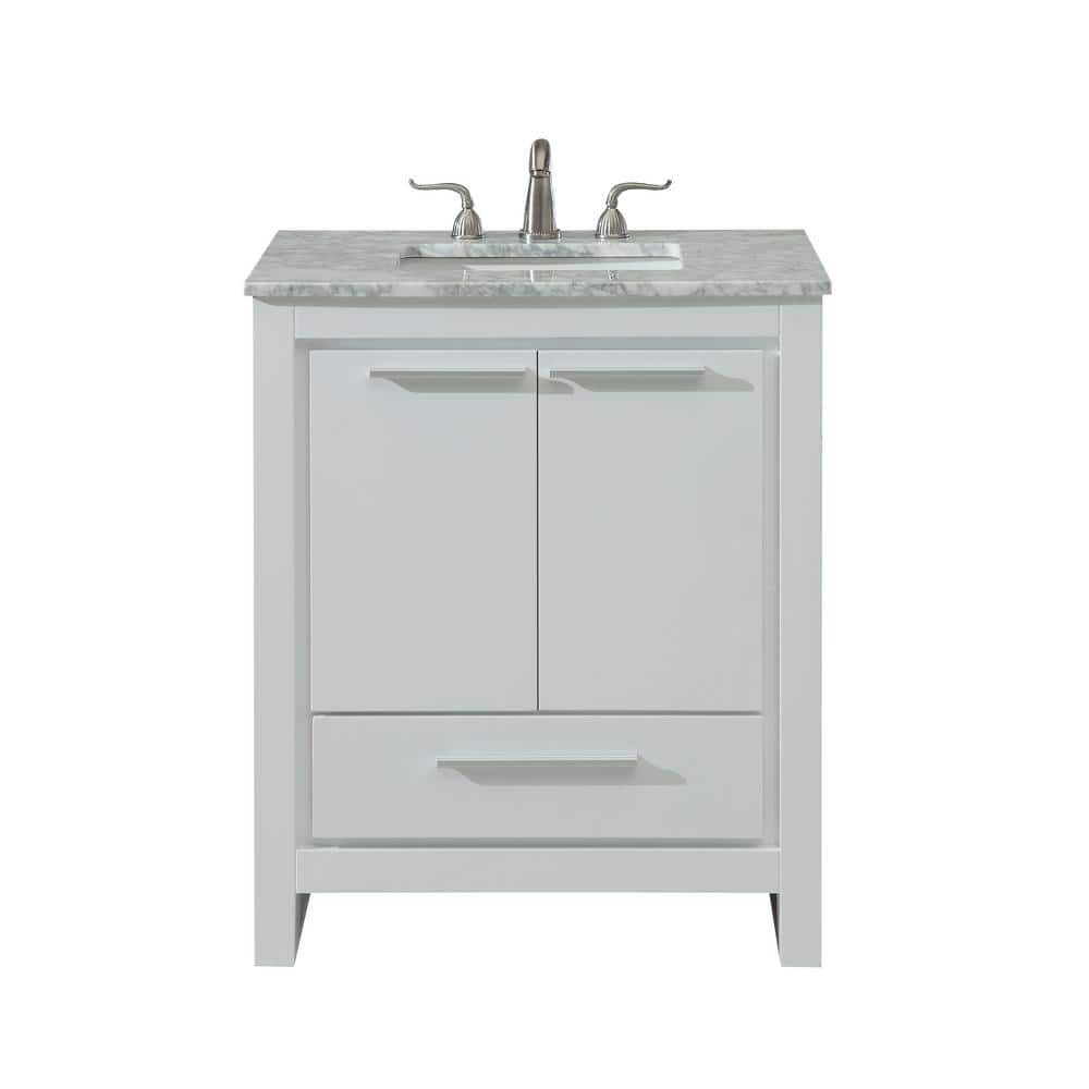 30 in. W x 21 in. D x 21 in. H Single Bathroom Vanity in White with ...