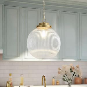 Y'INSP 12.6 in. 1-Light Modern Farmhouse Gold Adjustable Chain Pendant ...