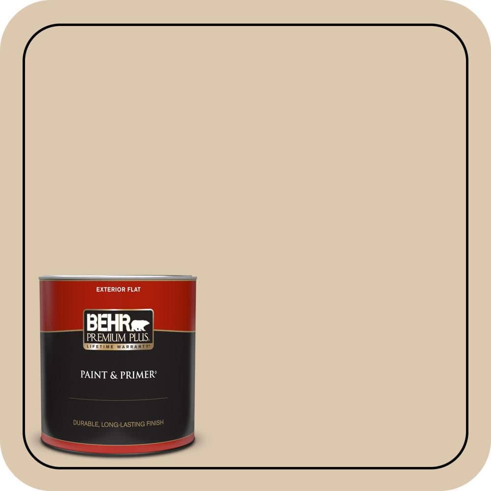 BEHR PREMIUM PLUS 1 qt. #N270-2 Lentil Flat Exterior Paint & Primer ...