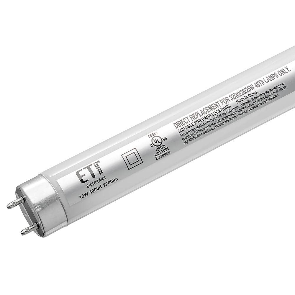 Reviews for ETI LIGHTING 4 ft. 32-Watt Equivalent Linear T8 Direct Replacement LED Tube Light ...