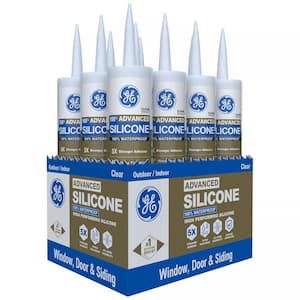 GE Advanced Silicone 2 Caulk 10.1 oz Window and Door Sealant Light Gray ...