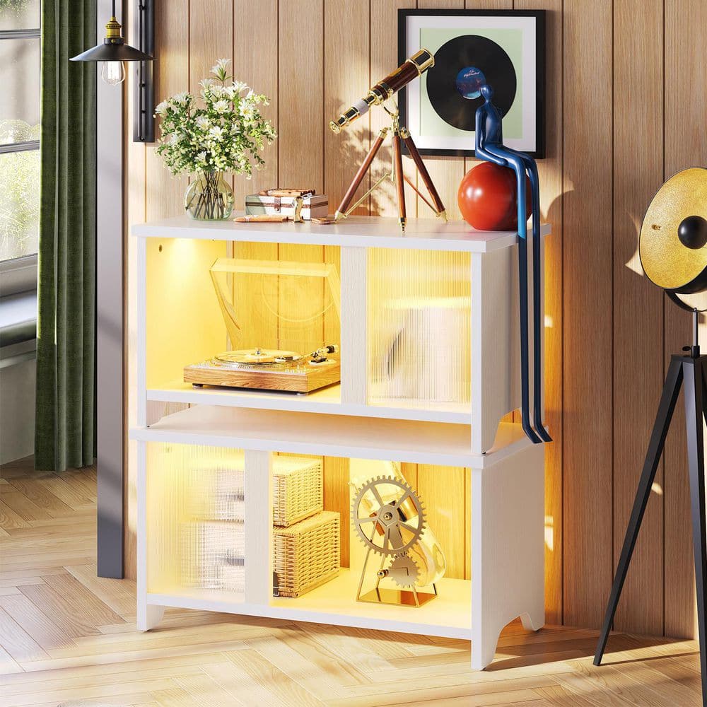 PINMOCO White 55 in. TV Stand for TVs up to 65 in. Modular ...