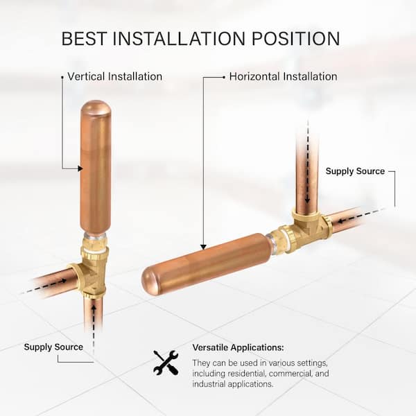 PLUMBFLEX 3/4 in. Male Thread Copper MIP NPT Water Hammer Arrestor Type ...