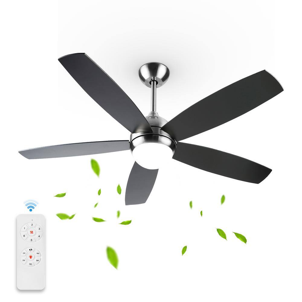 FIRHOT 52 in. Smart Indoor Black Ceiling Fan with LED Light and Remote ...