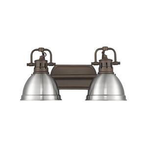 Golden Lighting Duncan 8.25 in. 2-Light Rubbed Bronze Vanity Light with ...