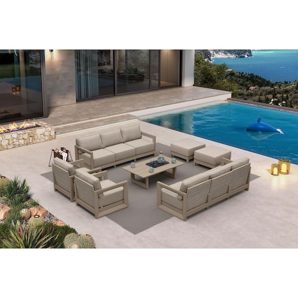 PURPLE LEAF 11-Pieces Patio Conversation Sets All Weather Outdoor Couch ...
