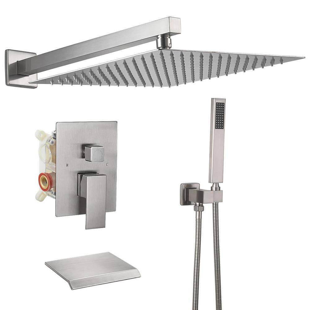 HOMEMYSTIQUE Single Handle 3-Spray Shower Faucet 2.5 Gpm with 180 ...