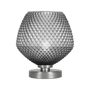 Quincy 7 in. Graphite Accent Lamp with Clear Ribbed Glass Shade ...