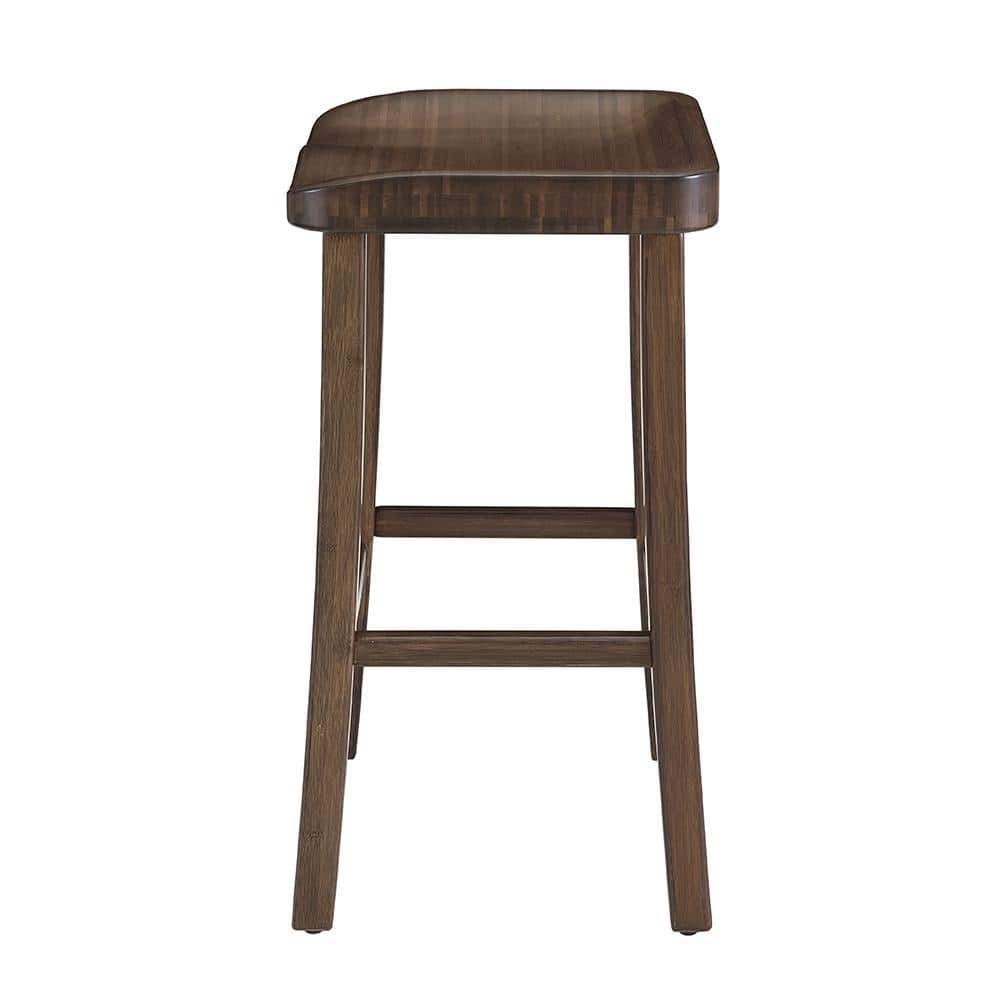 Piper 26 in. Coffee Bamboo Counter Height Stool with Bamboo Seat (Set ...