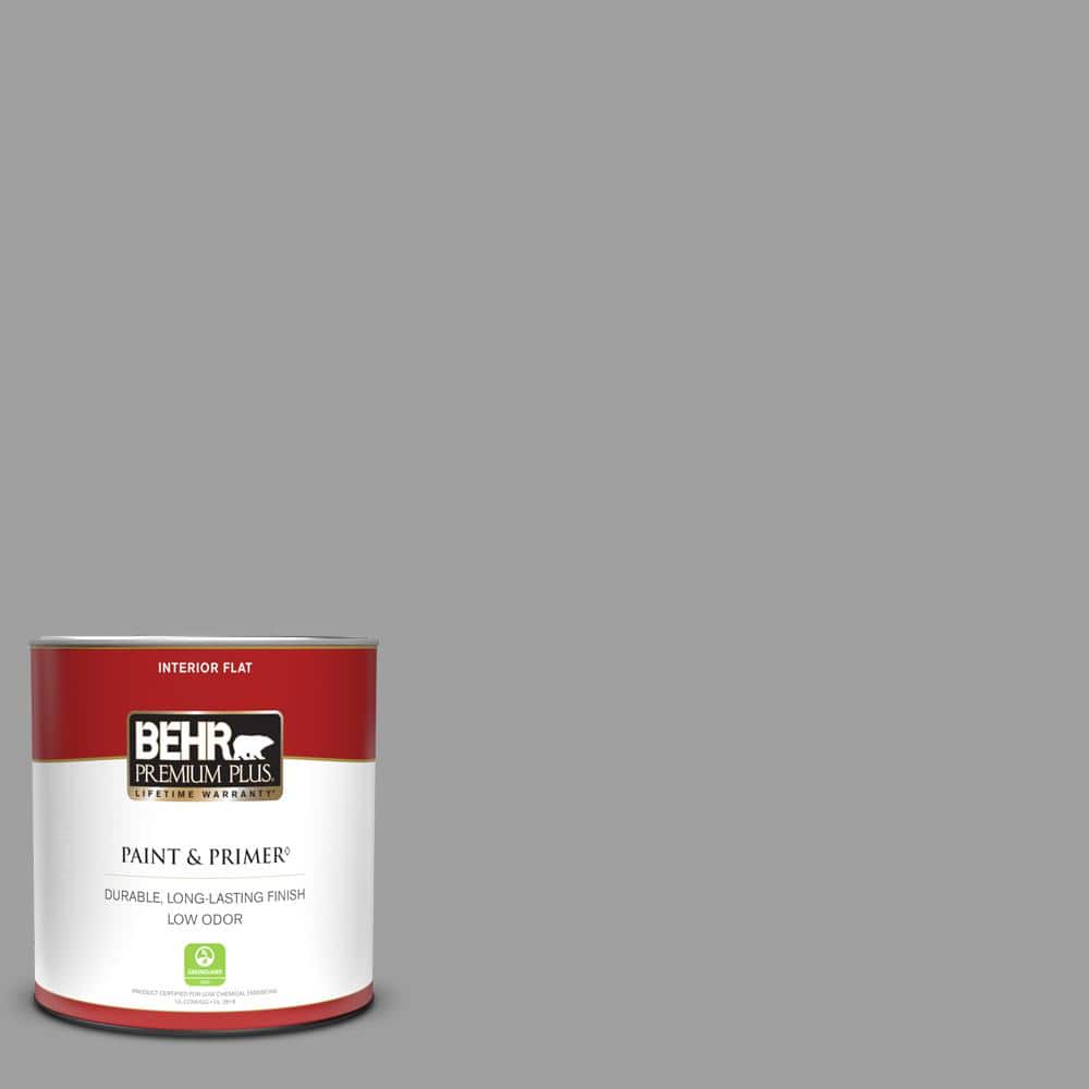 BEHR PREMIUM PLUS 1 qt. #PPU26-06 Elemental Gray Flat Low Odor Interior ...