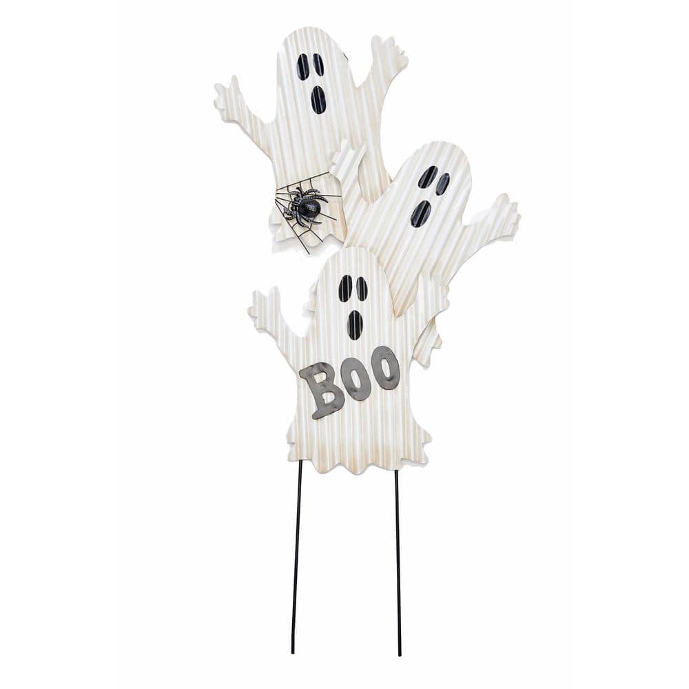 36 in. Metal Halloween Ghosts with Boo Outdoor Yard Stake 8442 - The ...