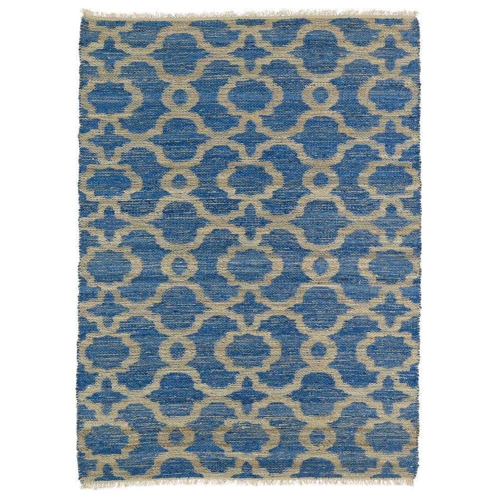 Kaleen Kenwood Blue 8 ft. x 9 ft. Hand Woven Silk Indoor Double Sided ...
