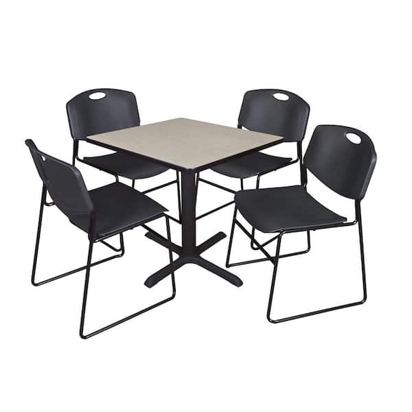 Regency Cain 30 in. Maple Square X-Base Breakroom Table Desk and 4 Zeng ...