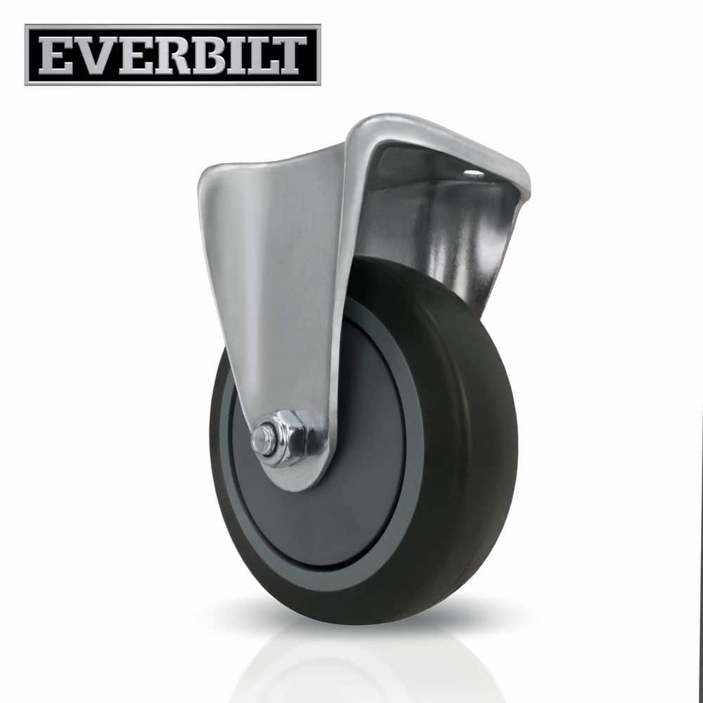Everbilt 5 in. Gray Rubber Like TPR and Steel Rigid Plate Caster with ...