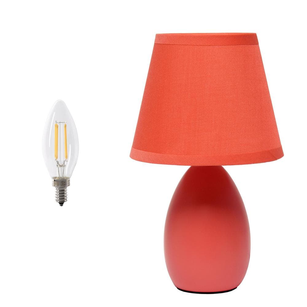 Simple Designs 9.45 in. Mini Egg Oval Ceramic Table Lamp with Matching ...