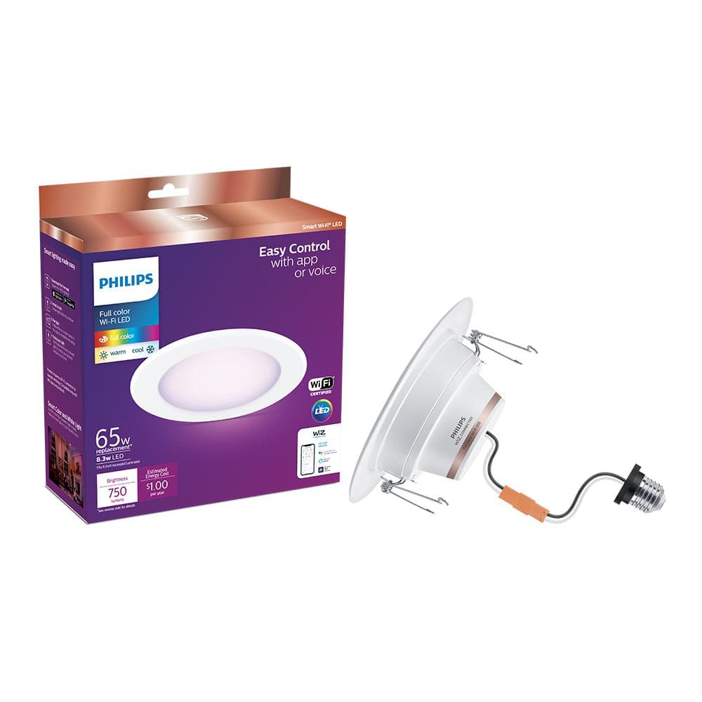 Philips 5 in. / 6 in. LED Color Changing 65-Watt Equivalent Smart Wi-Fi ...