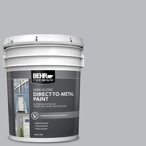 BEHR PREMIUM 5 gal. #PPU18-05 French Silver Semi-Gloss Direct to Metal ...
