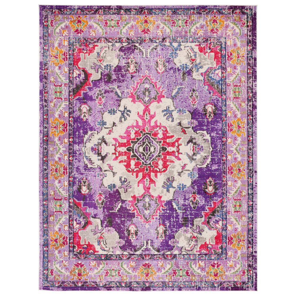 SAFAVIEH Monaco Violet/Fuchsia 8 ft. x 10 ft. Distressed Border ...