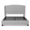 Noble House Light Gray Fully Upholstered Fabric Queen Bed Set 12332 ...