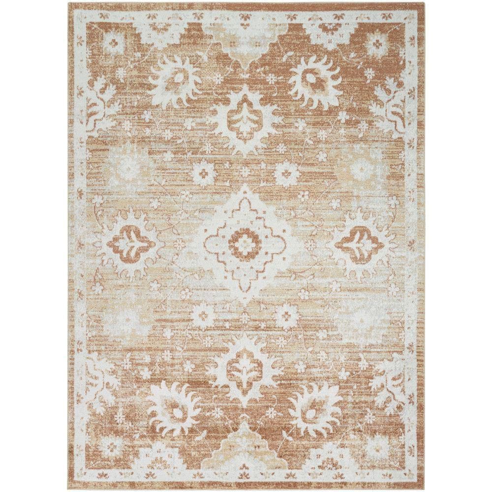 Nourison Astra Machine Washable Copper 5 ft. x 7 ft. Distressed ...