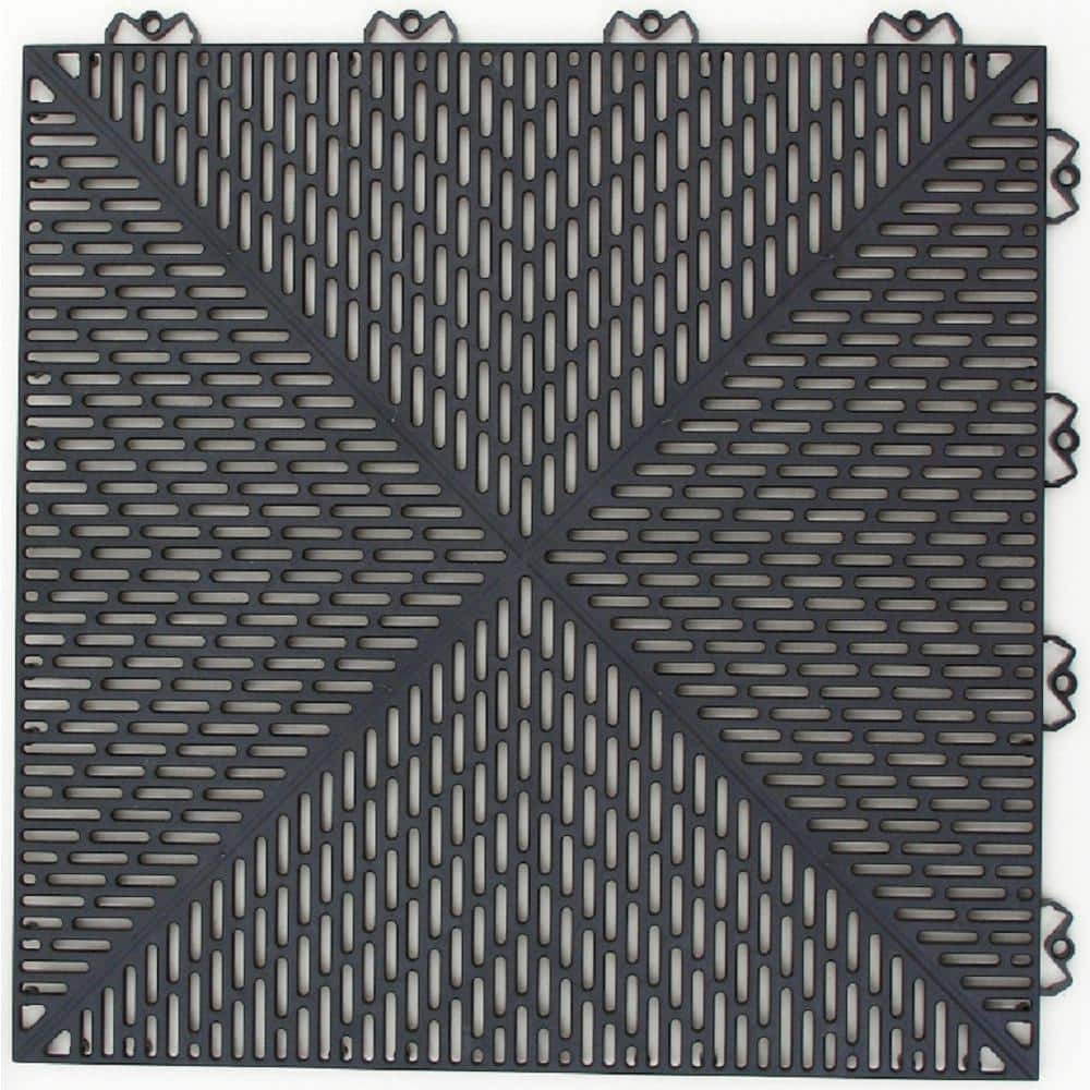 Bergo Unique 14.9 in. x 14.9 in. Graphite Polypropylene Garage Floor ...