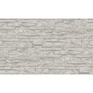 Bricks and More Collection Grey Stone Symphony Motif Matte Finish Vinyl ...