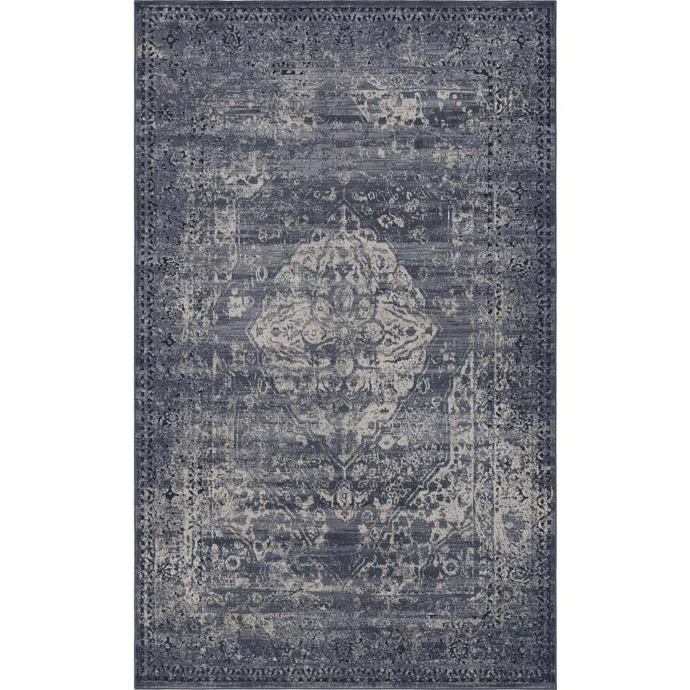 Unique Loom Chateau Hoover Gray Blue 5 ft. 1 in. x 8 ft. 0 in. Area Rug ...
