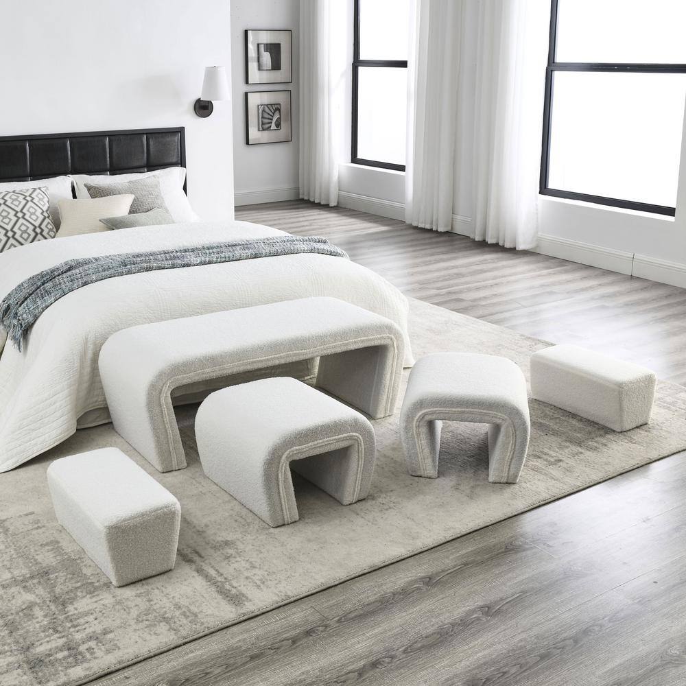 CSC DECOR INC Beige Teddy Contemporary Velvet Nesting Bench with 4 ...
