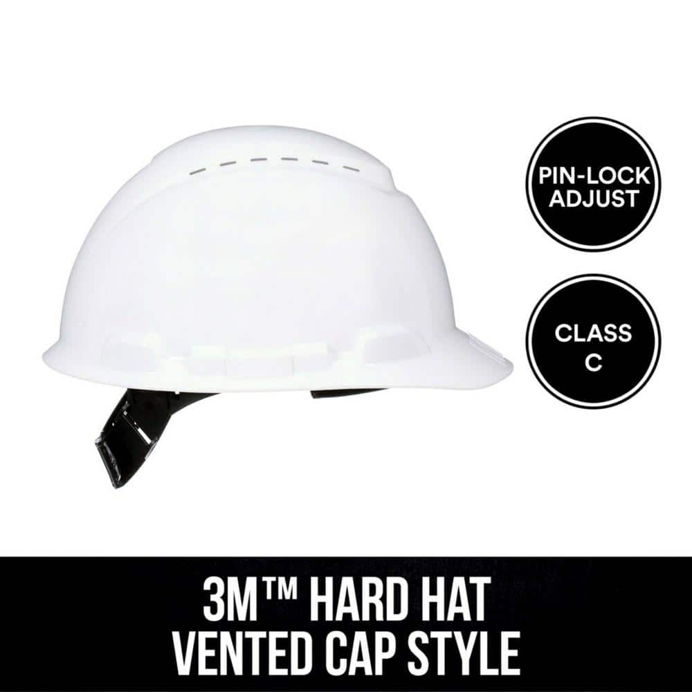 3M Vented White Hard Hat with PinLock Adjustment CHHWH1-V-12-DC - The ...