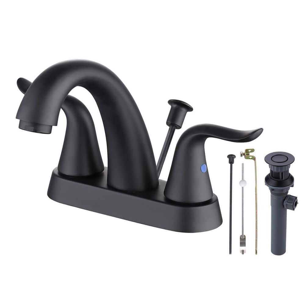 ARCORA 4 in. Centerset Double-Handle Bathroom Faucet with Drain Kit in ...