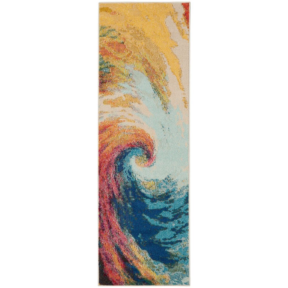 Nourison Celestial Wave 2 ft. x 6 ft. Abstract Contemporary Kitchen ...