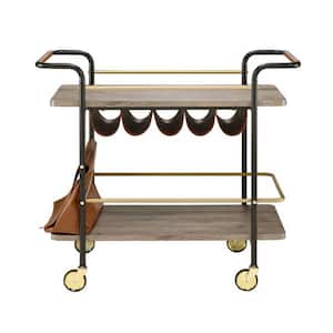 Inspired Home Mako Gold/White Bar Cart with Removable Serving Tray ...
