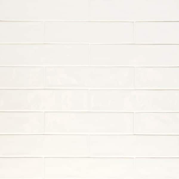 Bedrosians Sample-Clara Rectangle 2 in. x 11 in. Glossy Ivory Porcelain ...