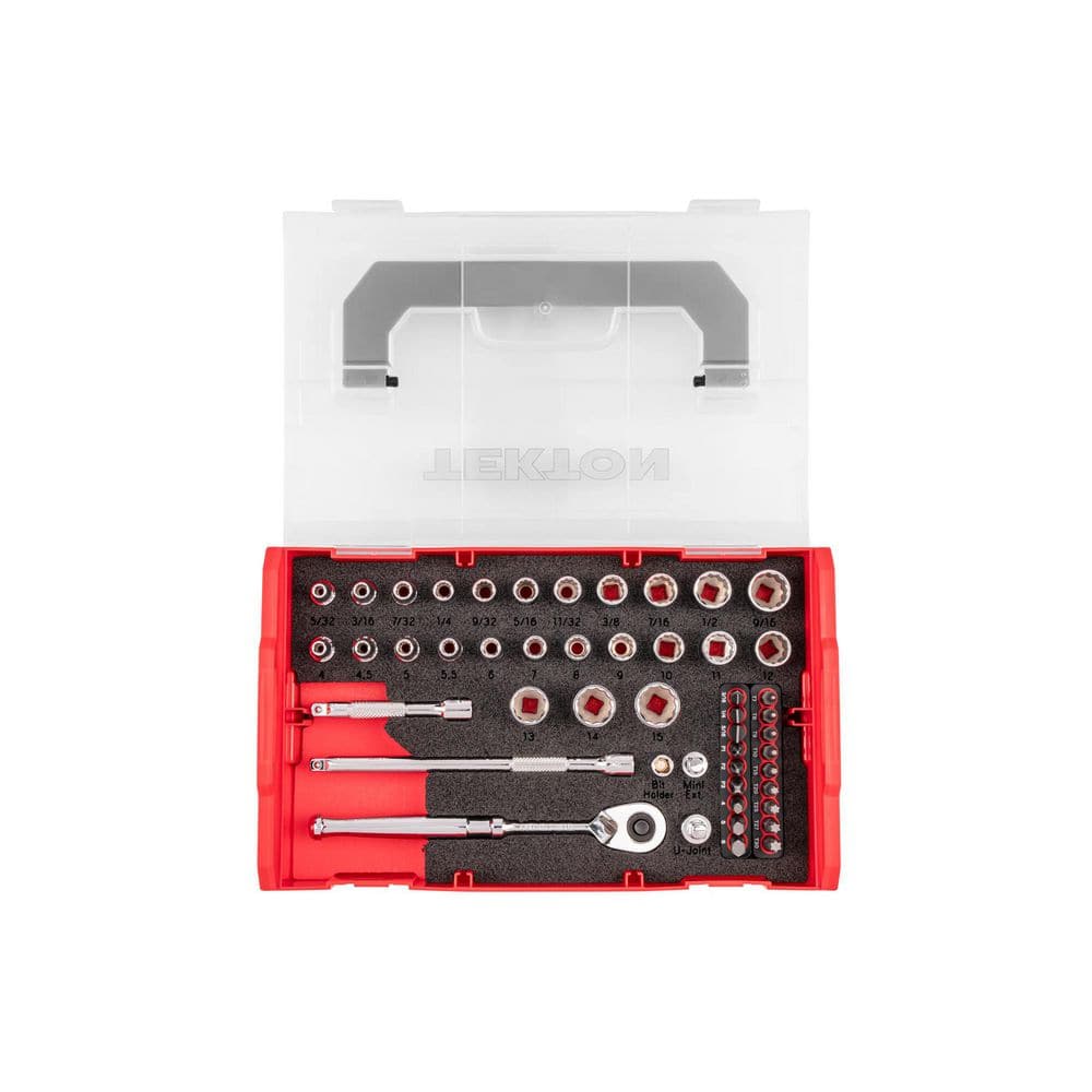 TEKTON 1/4 in. Drive 12-Point Socket, Bit, and Ratchet Set with Mini ...