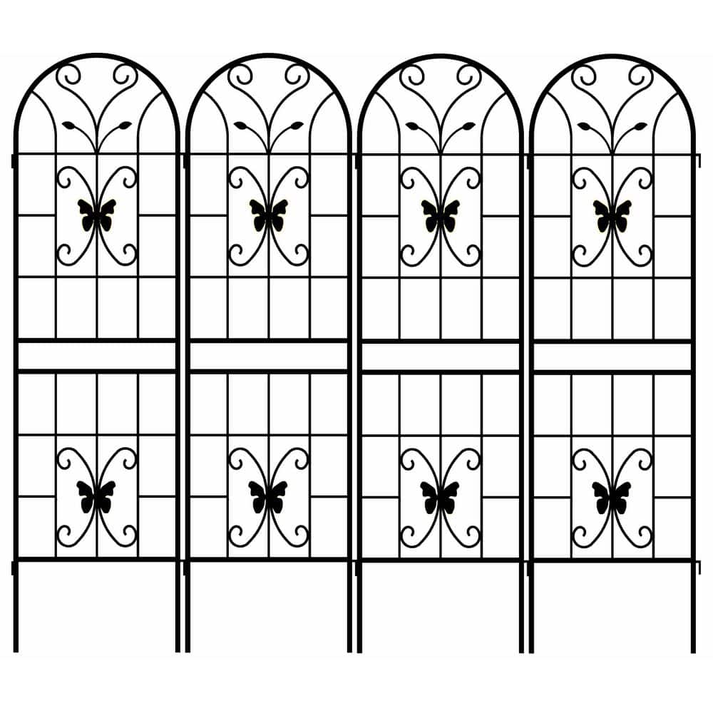 SpassWay 71 in. H x 19.7 in. W-4 Pack Black Metal Garden Trellis ...