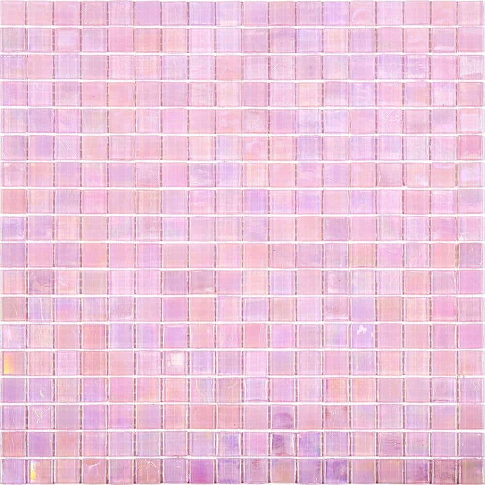 Apollo Tile Skosh 4 in. x 6 in. Glossy Pale Pink Glass Mosaic Uniform ...