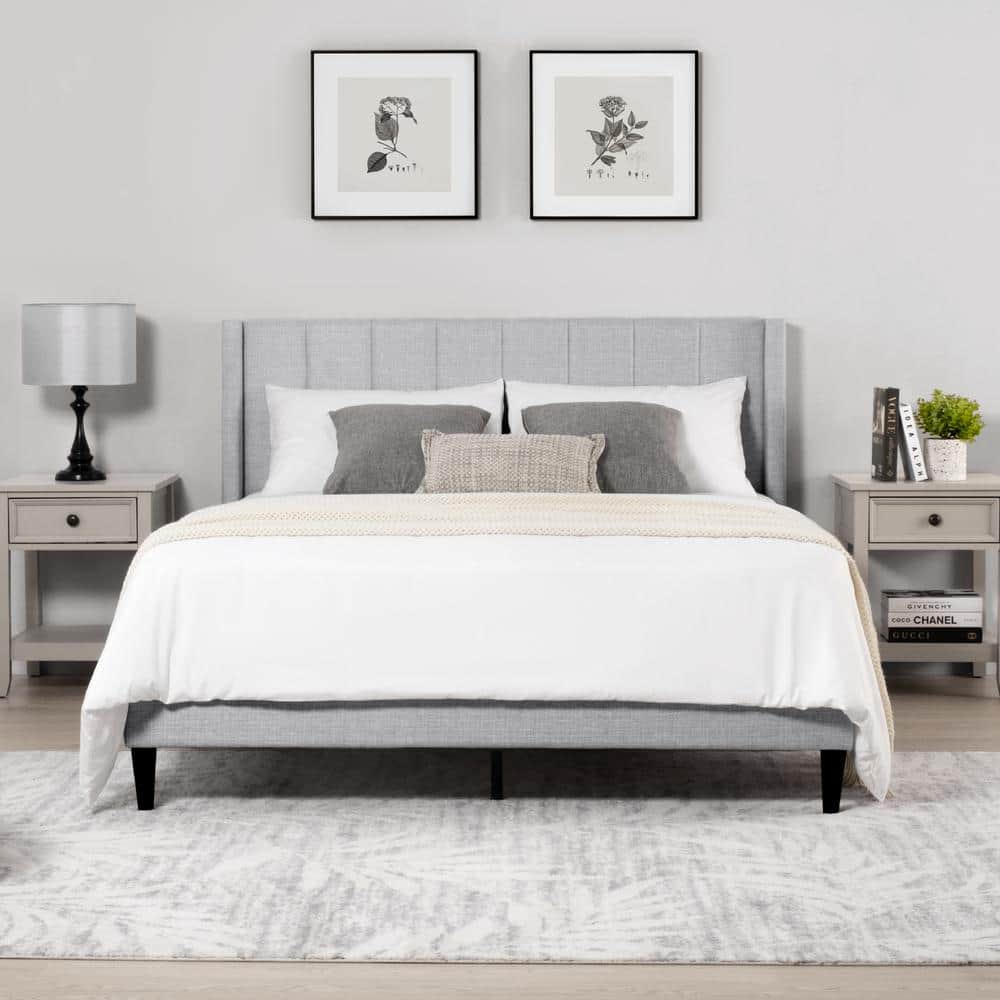 Spruce & Spring Aldrich Grey Wood and Metal Frame Upholstered Full ...