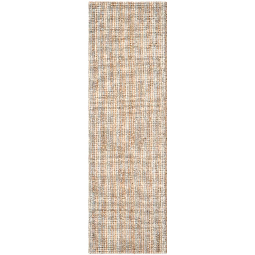 SAFAVIEH Natural Fiber Gray/Beige 3 ft. x 6 ft. Solid Runner Rug NF447K ...