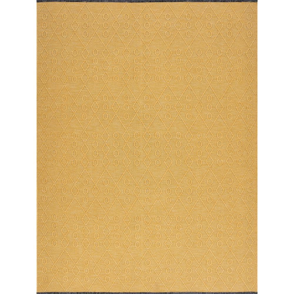 Tayse Rugs Alma Gold 5 ft. x 7 ft. Geometric Machine Washable Indoor ...